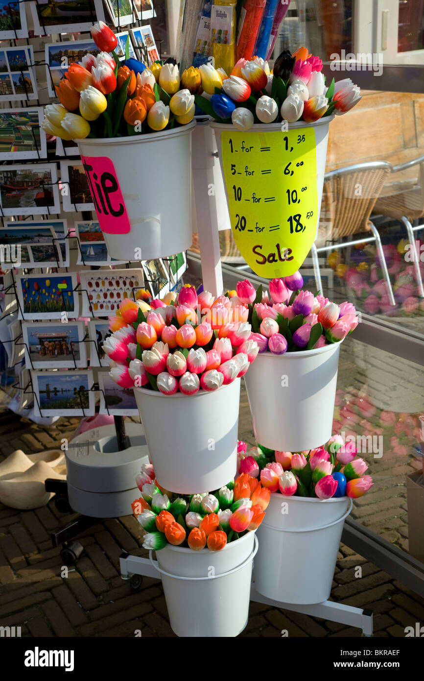 Wooden painted tulips, Delft, Netherlands Stock Photo - Alamy