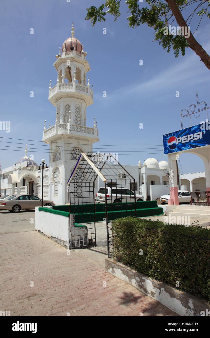 mosque and minaret and Pepsi advertisment at restaurant, Al Masna'ah ...