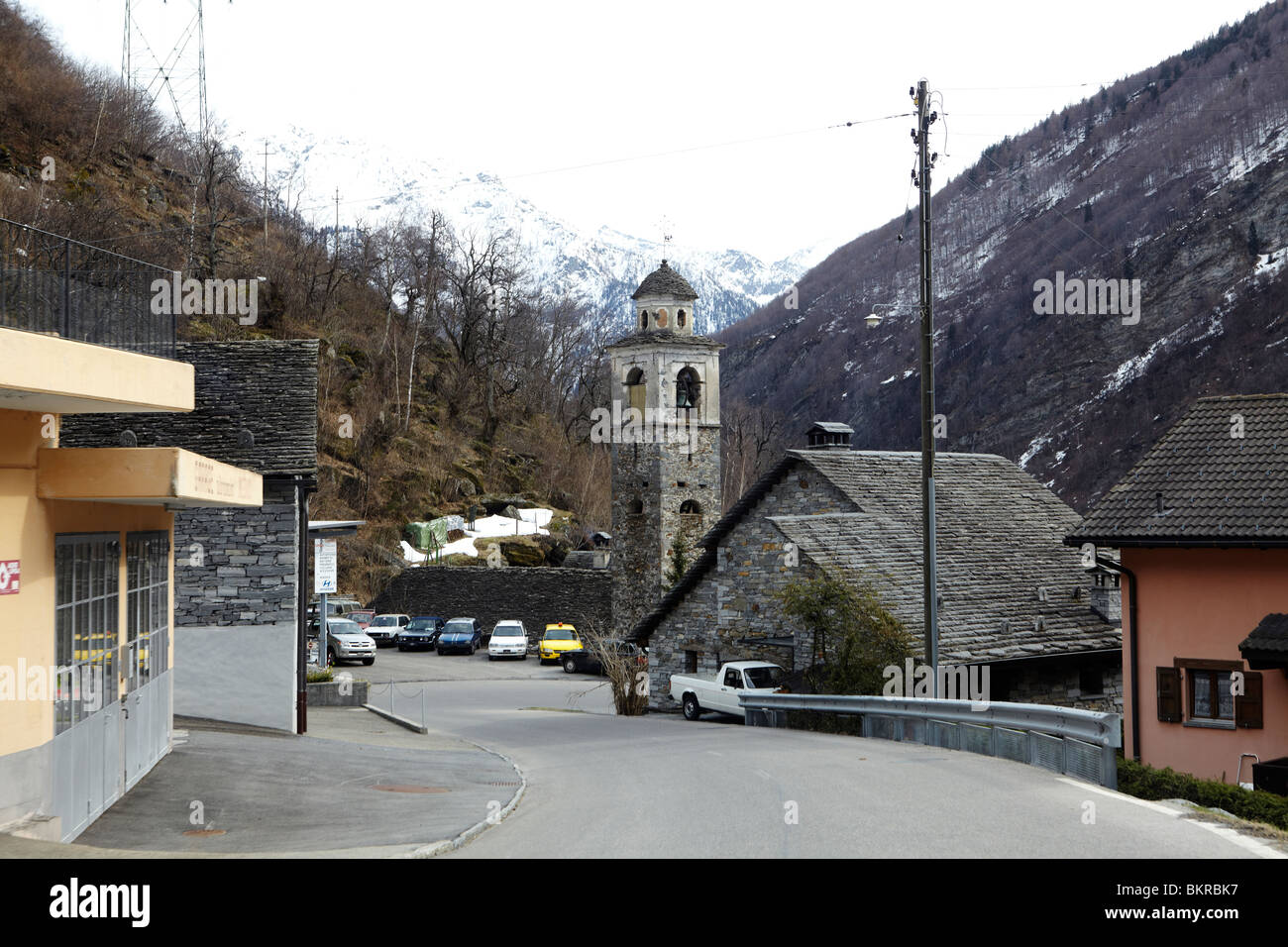 Small alpine village and church, Switzerland Stock Photo - Alamy
