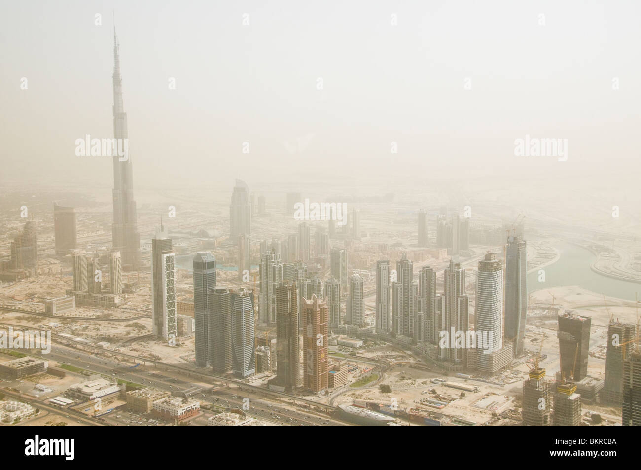 Aerial photograph of Dubai UAE during a sandstorm Stock Photo - Alamy