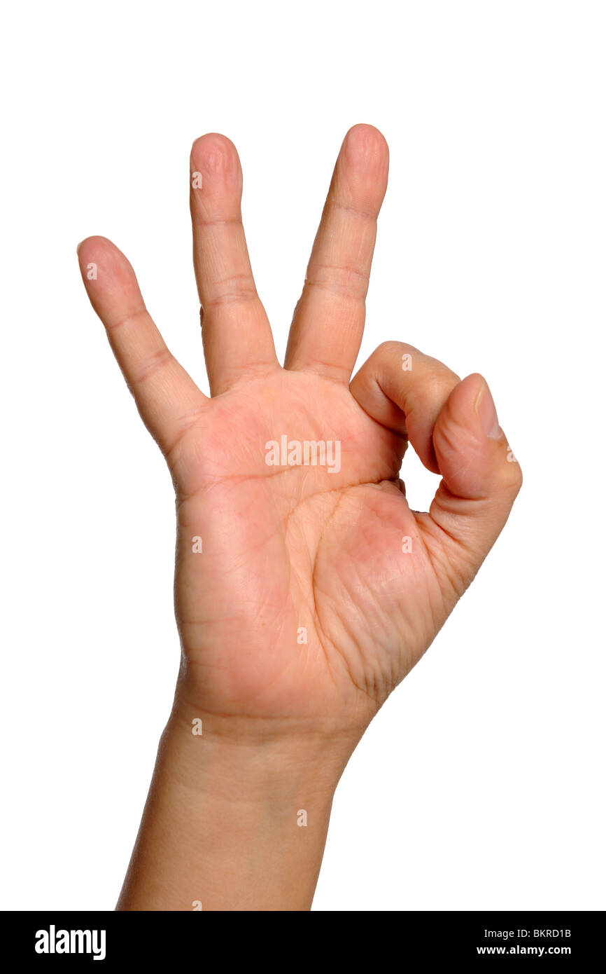 Hand making the OK sign Stock Photo - Alamy