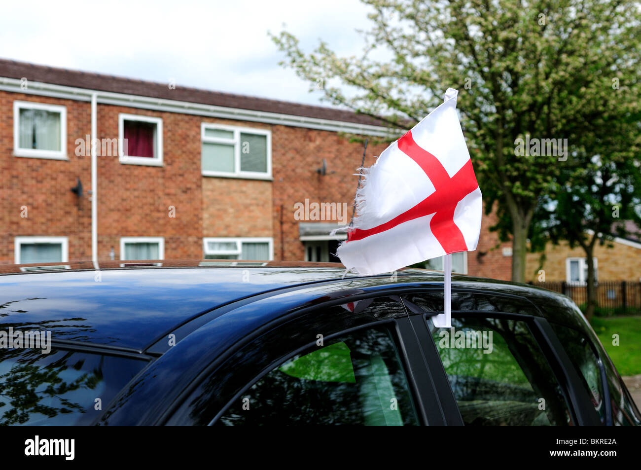 English Saint Georges Cross Flag .On a car ready for world cup 2010 ...