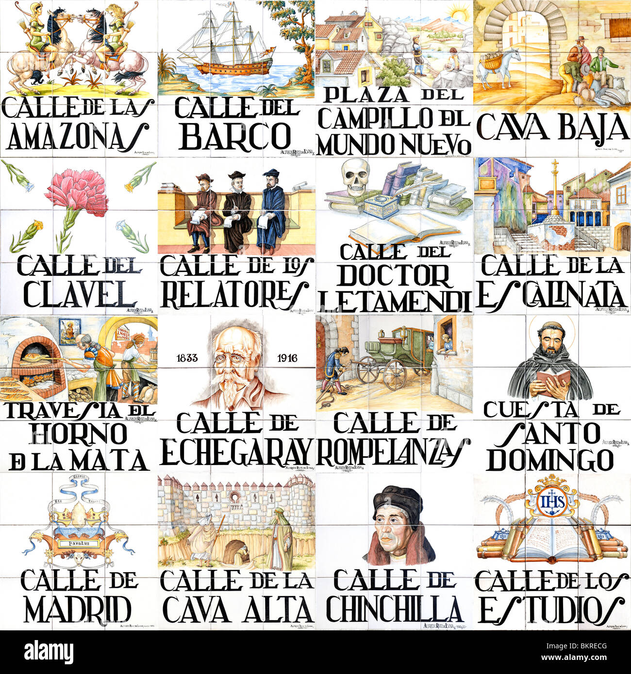 Madrid, Spain. Traditional Tiled Street Signs Stock Photo - Alamy