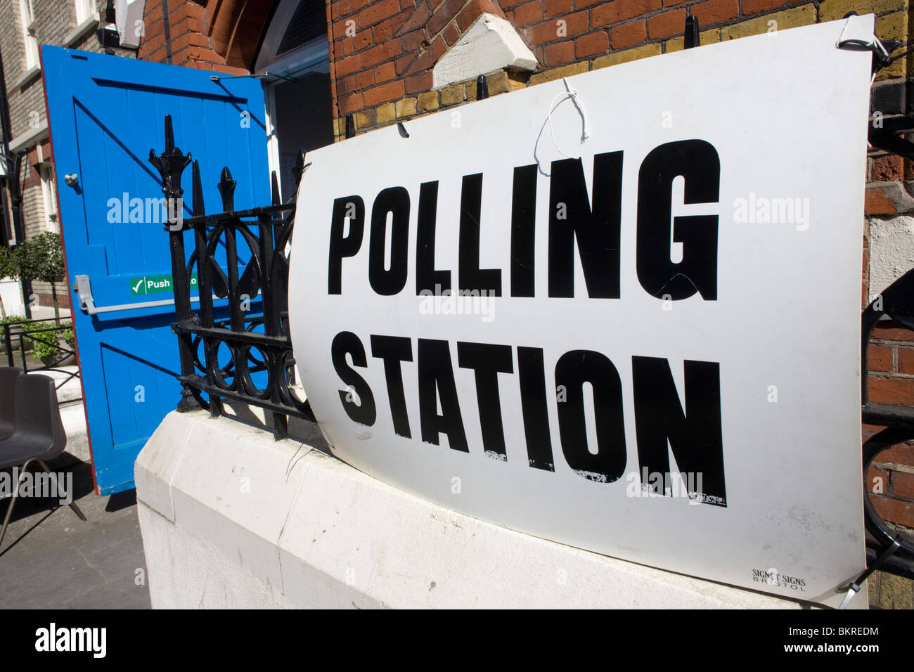 General election Polling Station primary school door Stock Photo - Alamy