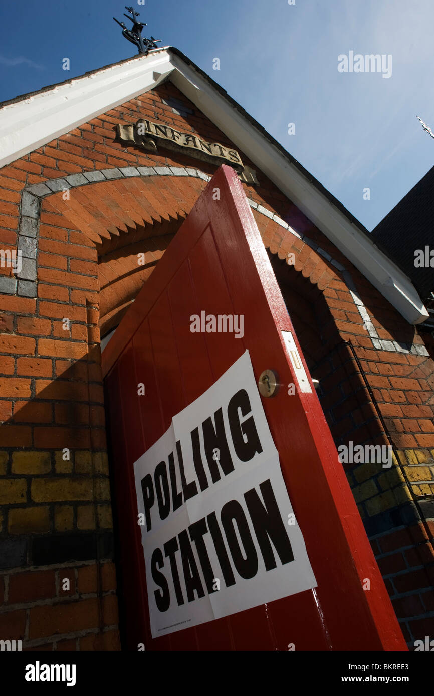 General election Polling Station primary school door Stock Photo - Alamy