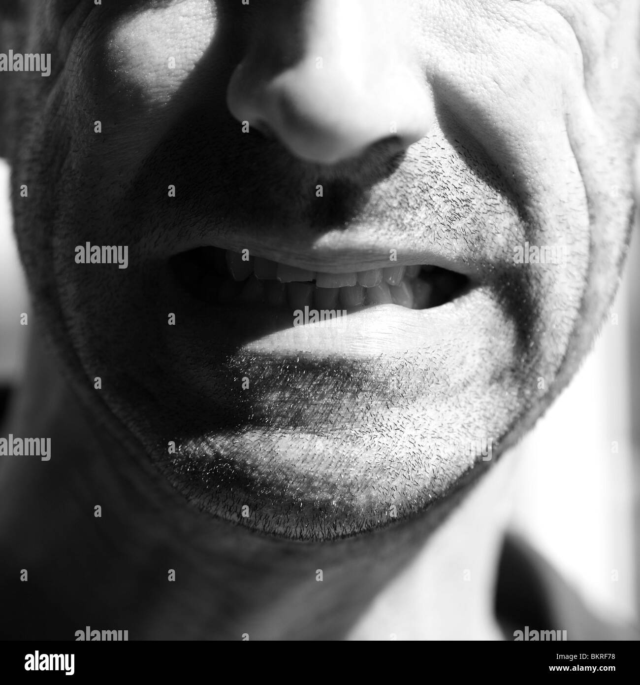 Bearded face with grimace Stock Photo - Alamy