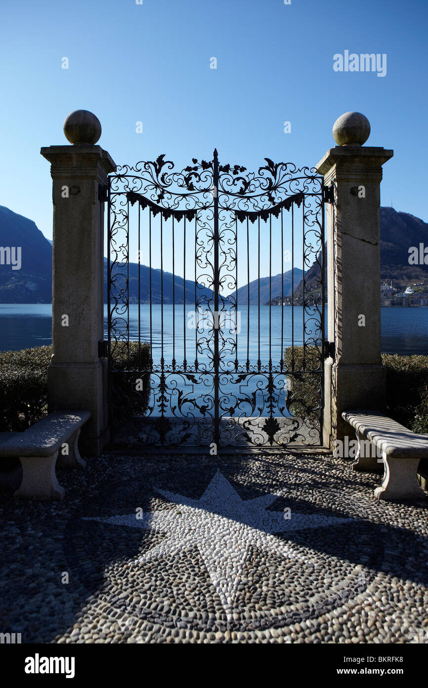 Gate at Lake Lugano, Switzerland Stock Photo - Alamy