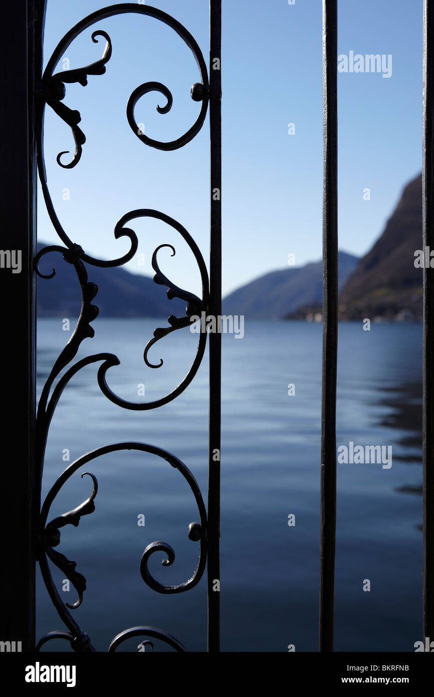 Detail of a gate at Lake Lugano, Switzerland Stock Photo - Alamy