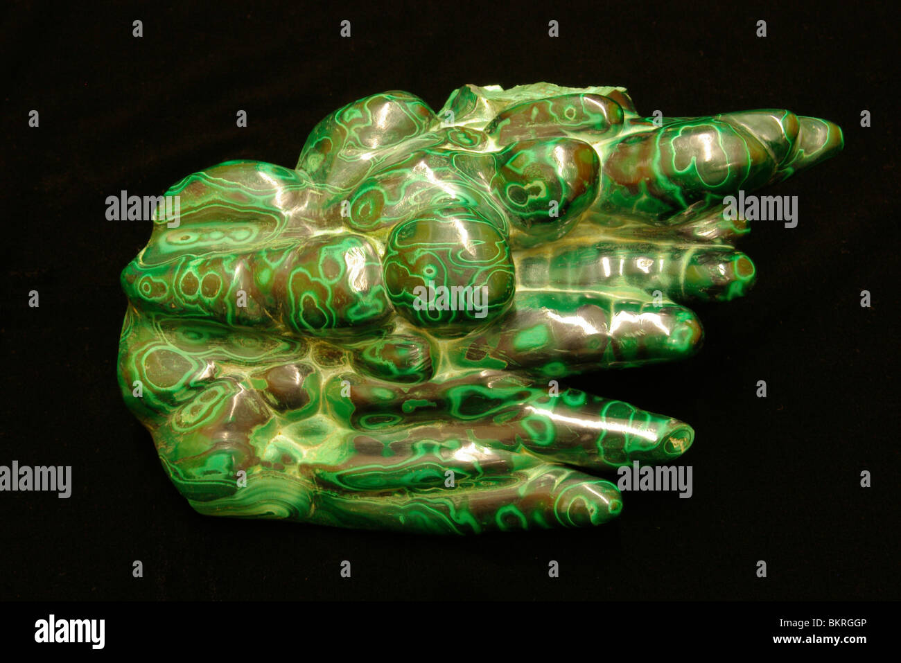 Malachite, copper carbonate, from Bisbee, Arizona, on display at the ...