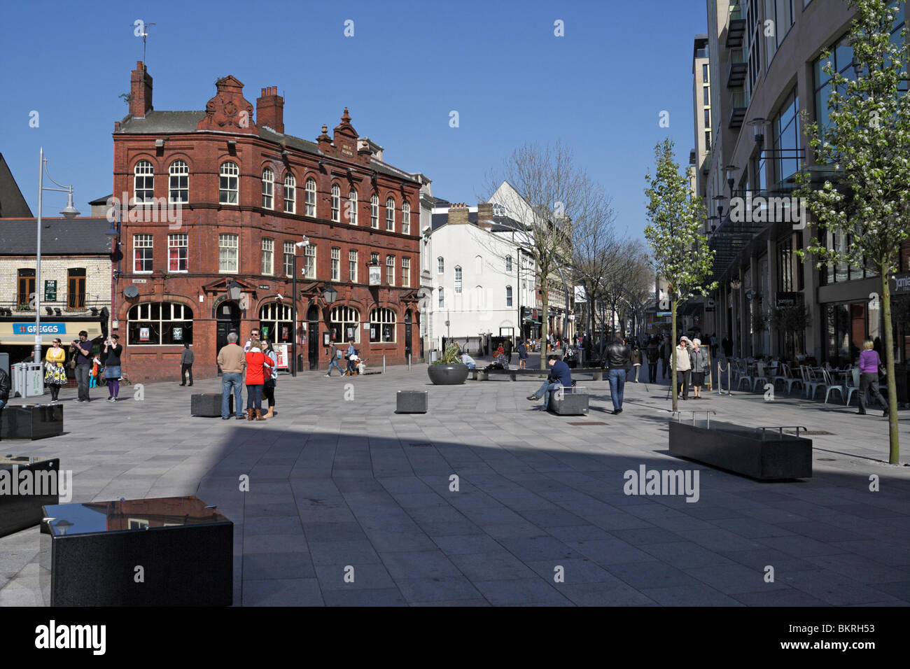 The Hayes shopping precinct in Cardiff city centre Wales UK Stock Photo ...