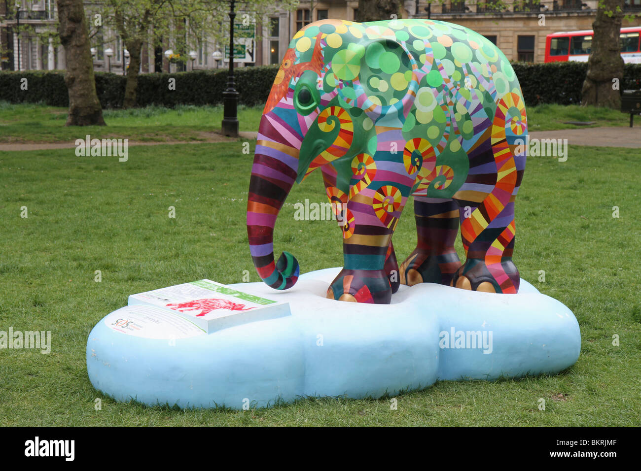 Brightly decorated Elephant Family Parade 2010 in Green Park in London ...