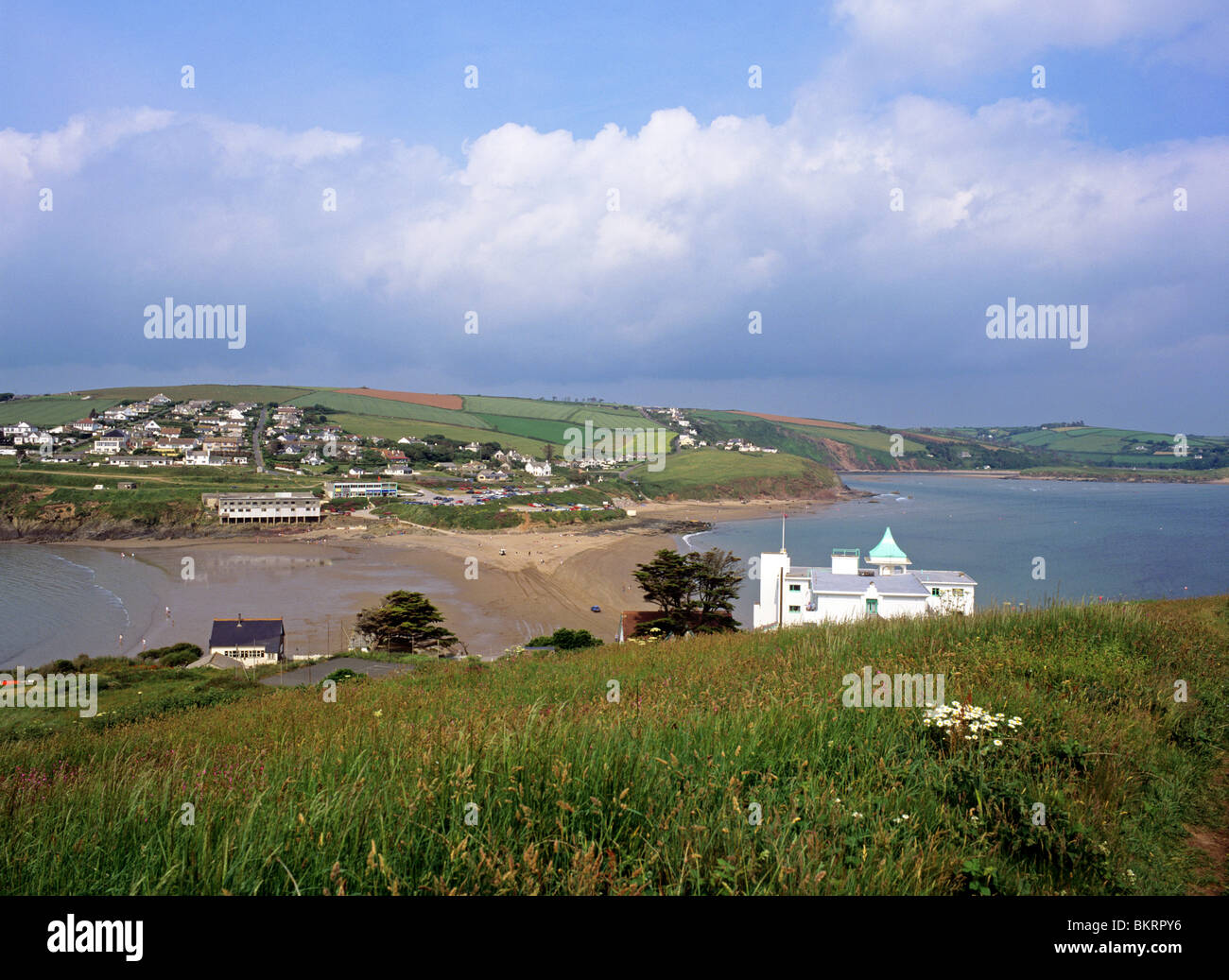Burgh Island - View from above the hotel on Burgh Island across Bigbury ...