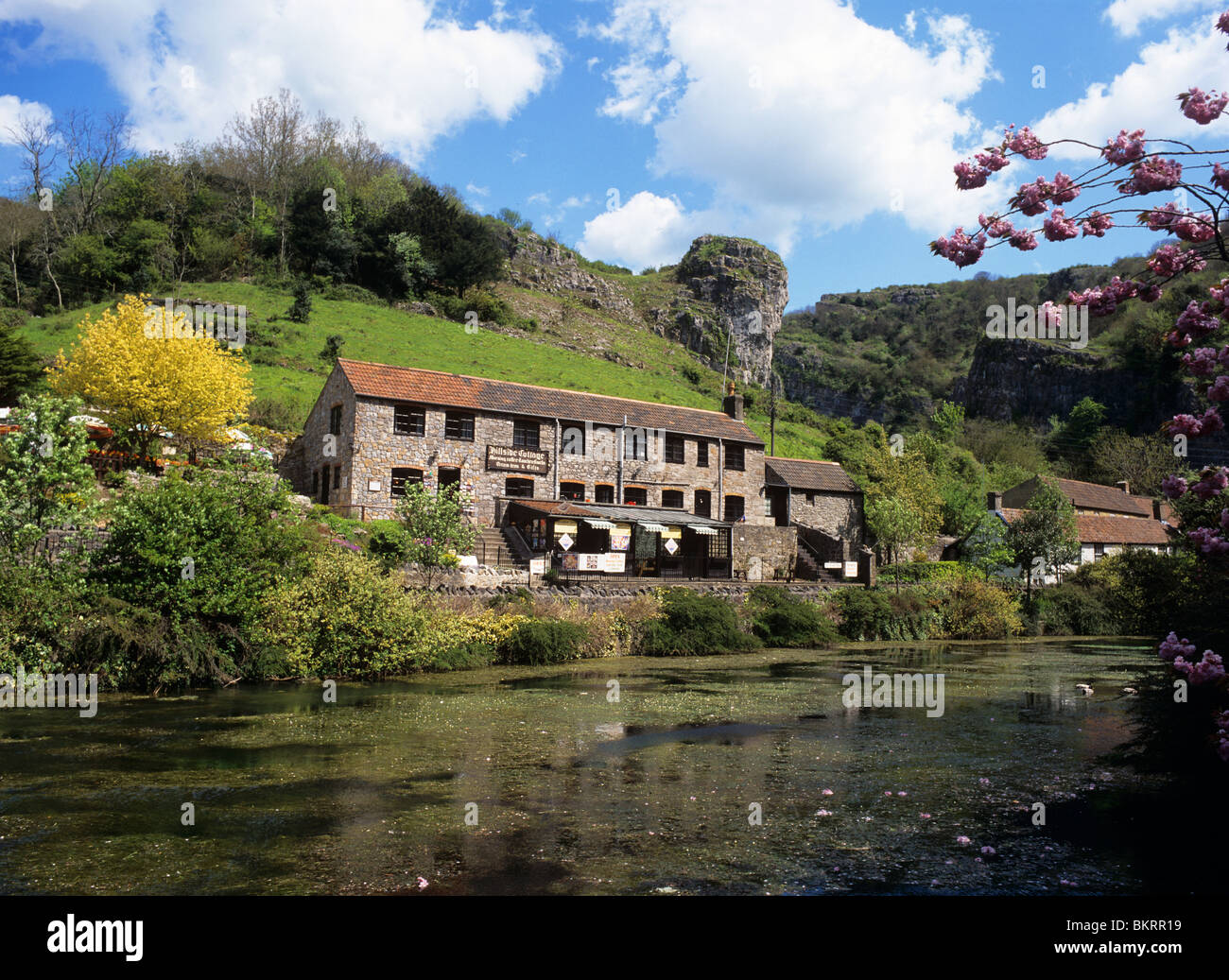 Cheddar - Lion Rock viewed from across the lake in Cheddar Gorge Stock ...