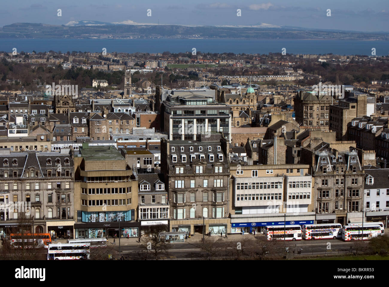 Looking north across the city towards Fife from Edinburgh Castle ...
