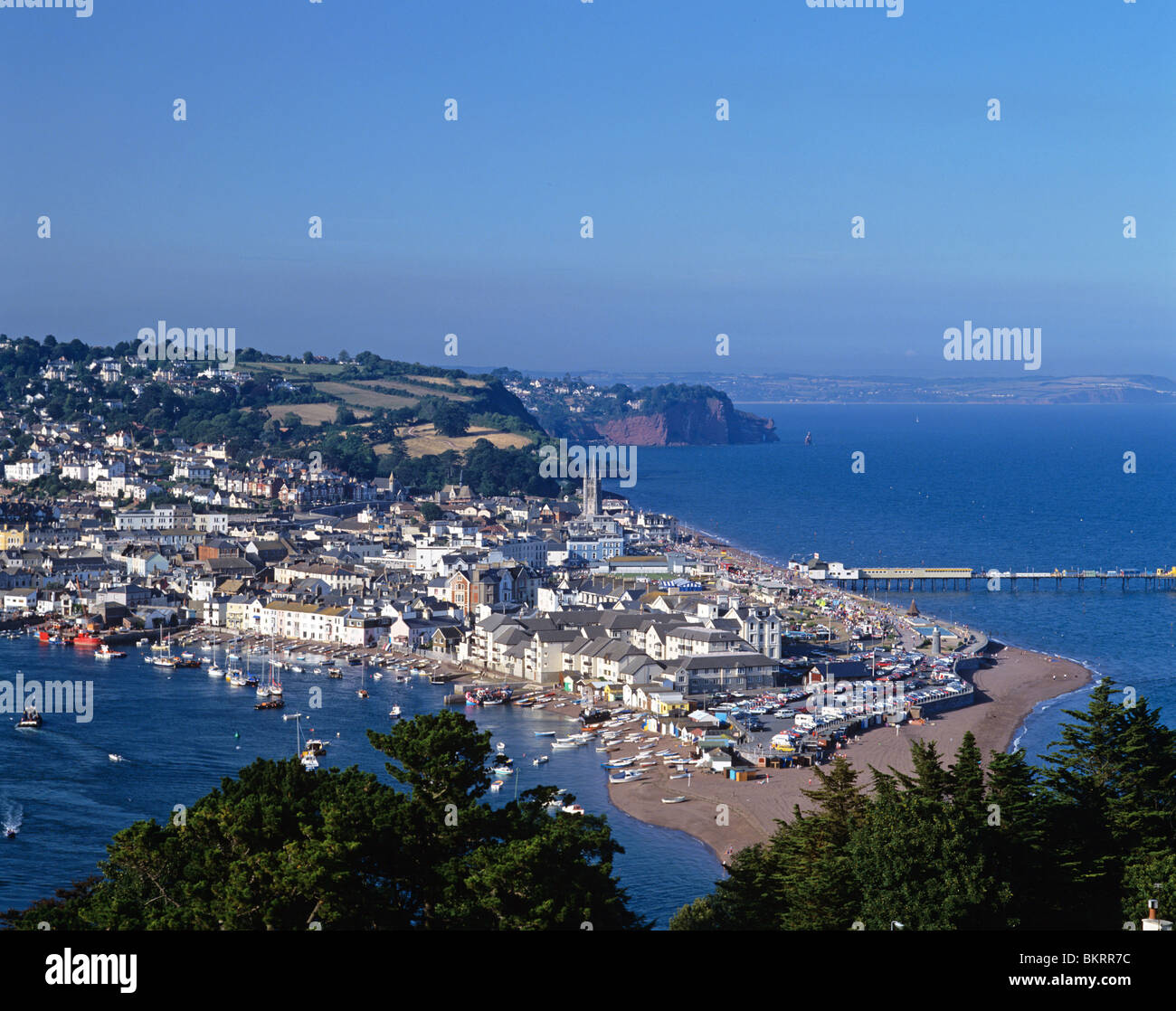 View from above the village of Shaldon which sits opposite Teignmouth ...
