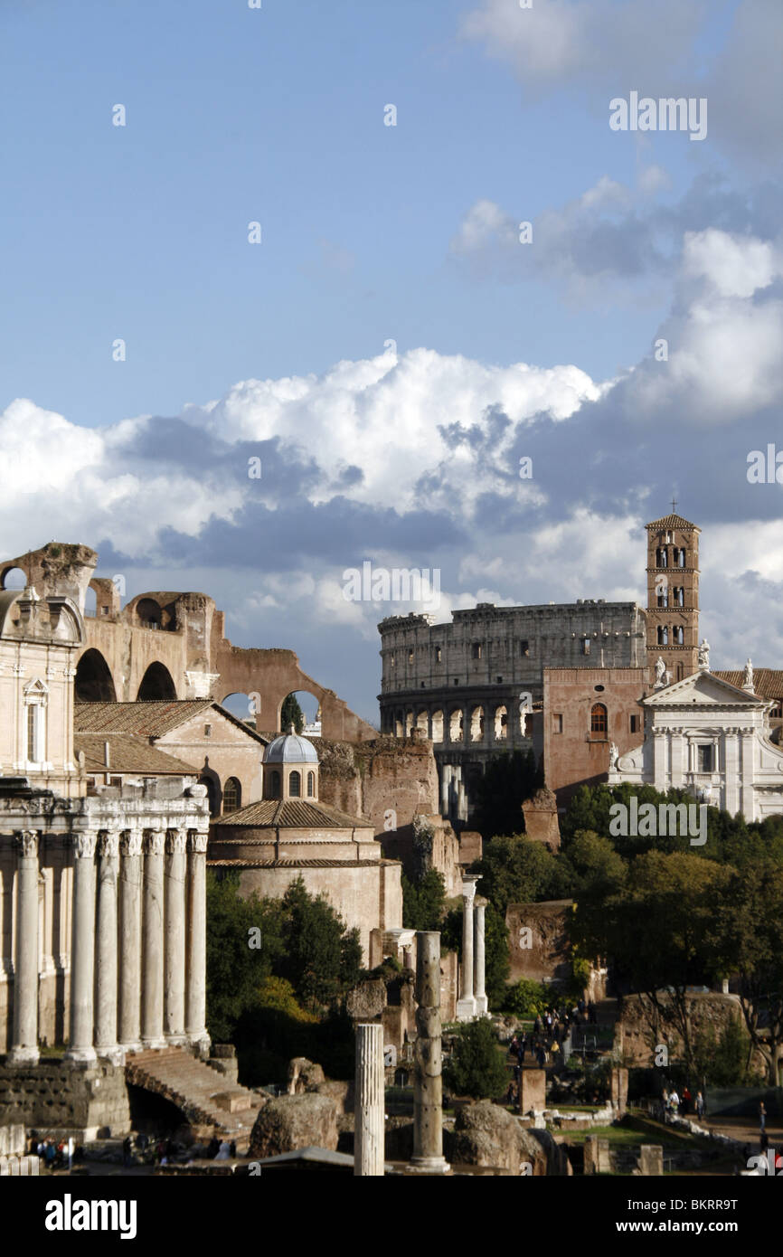view of the roman forum and colosseum, rome Stock Photo - Alamy