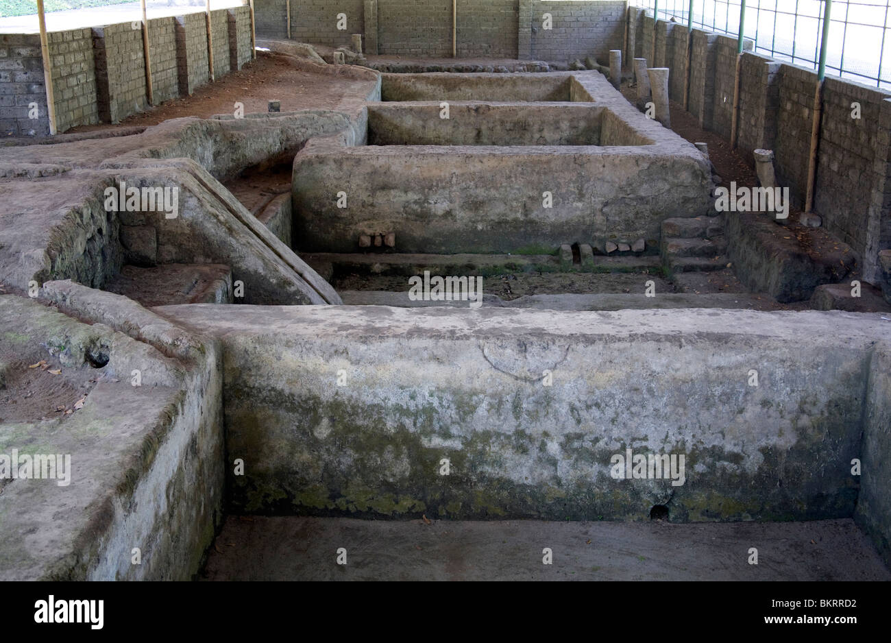 Spanish colonial indigo works at the San Andrés Mayan pyramid complex ...