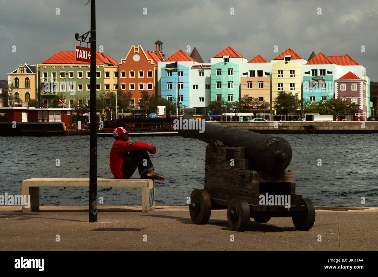 Curacao, Willemstad, the waterfront houses of Otrobanda facing the Sint ...