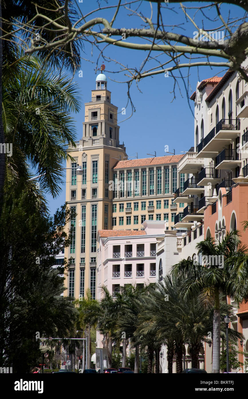 Art Deco buildings off Miracle Mile Coral Gables, Miami Florida Stock ...