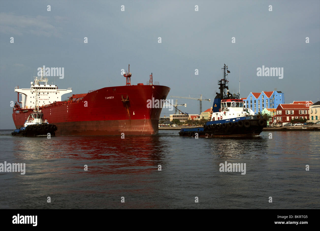 Curacao Willemstad harbour, oil tanker entering Stock Photo - Alamy