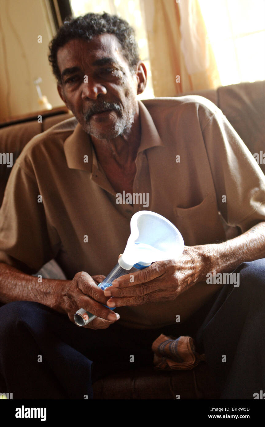 Curacao, man with astma because of living close to Isla refinery Stock ...