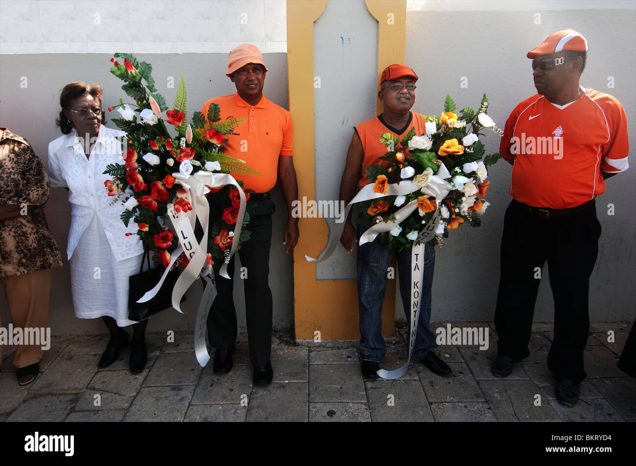 Curacao, Willemstad, Otrobanda, FOL supporters during memorial service ...
