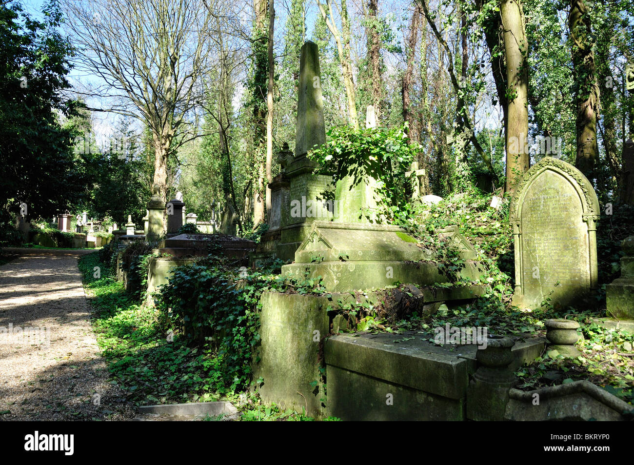 Victorian Tombs In Highgate Cemetery West London Stock Photo Alamy