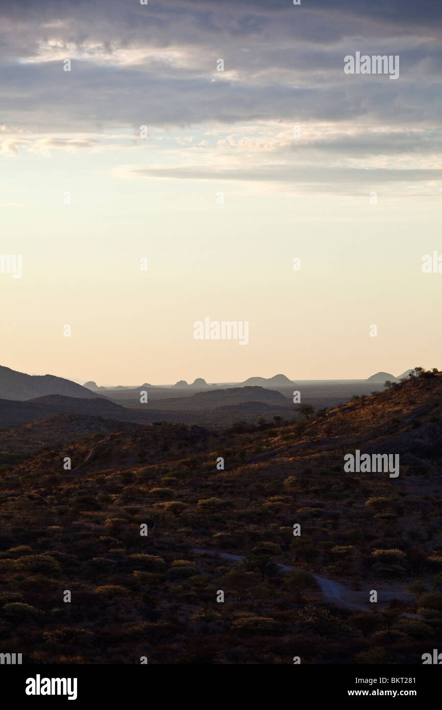 Namibia,sunset landscape in the Omaruru reserve Stock Photo - Alamy