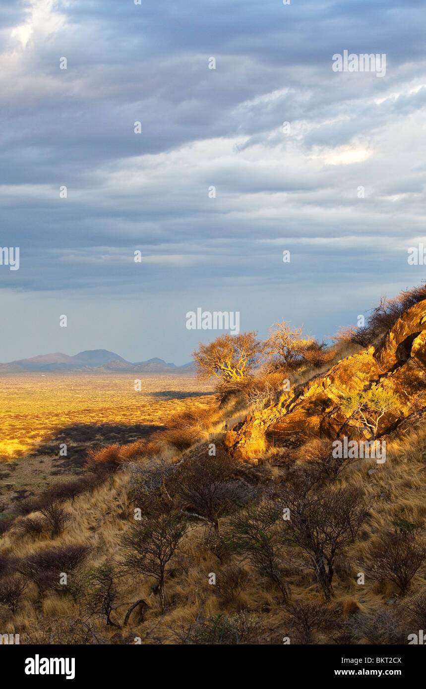 Namibia,sunset landscape in the Omaruru reserve Stock Photo - Alamy