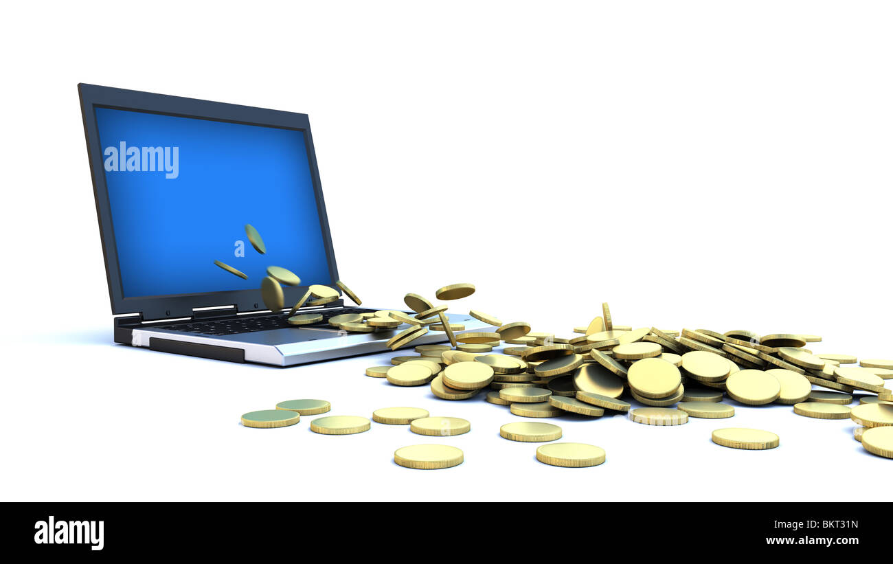 Internet Money - Gold Coins Stock Photo - Alamy