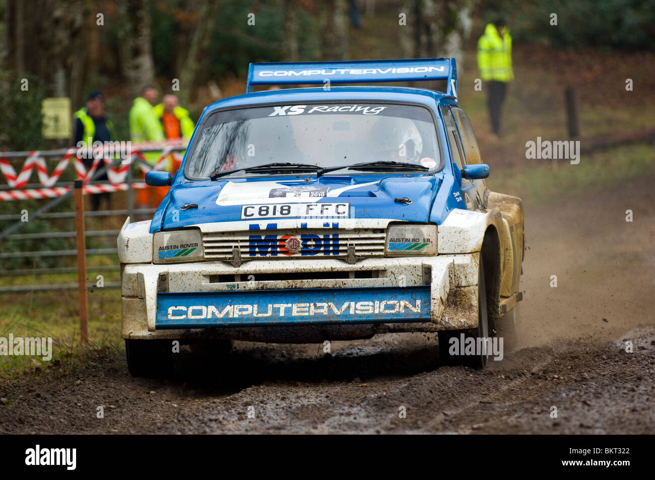 Mobil Rally car driving with mad flying Stock Photo - Alamy