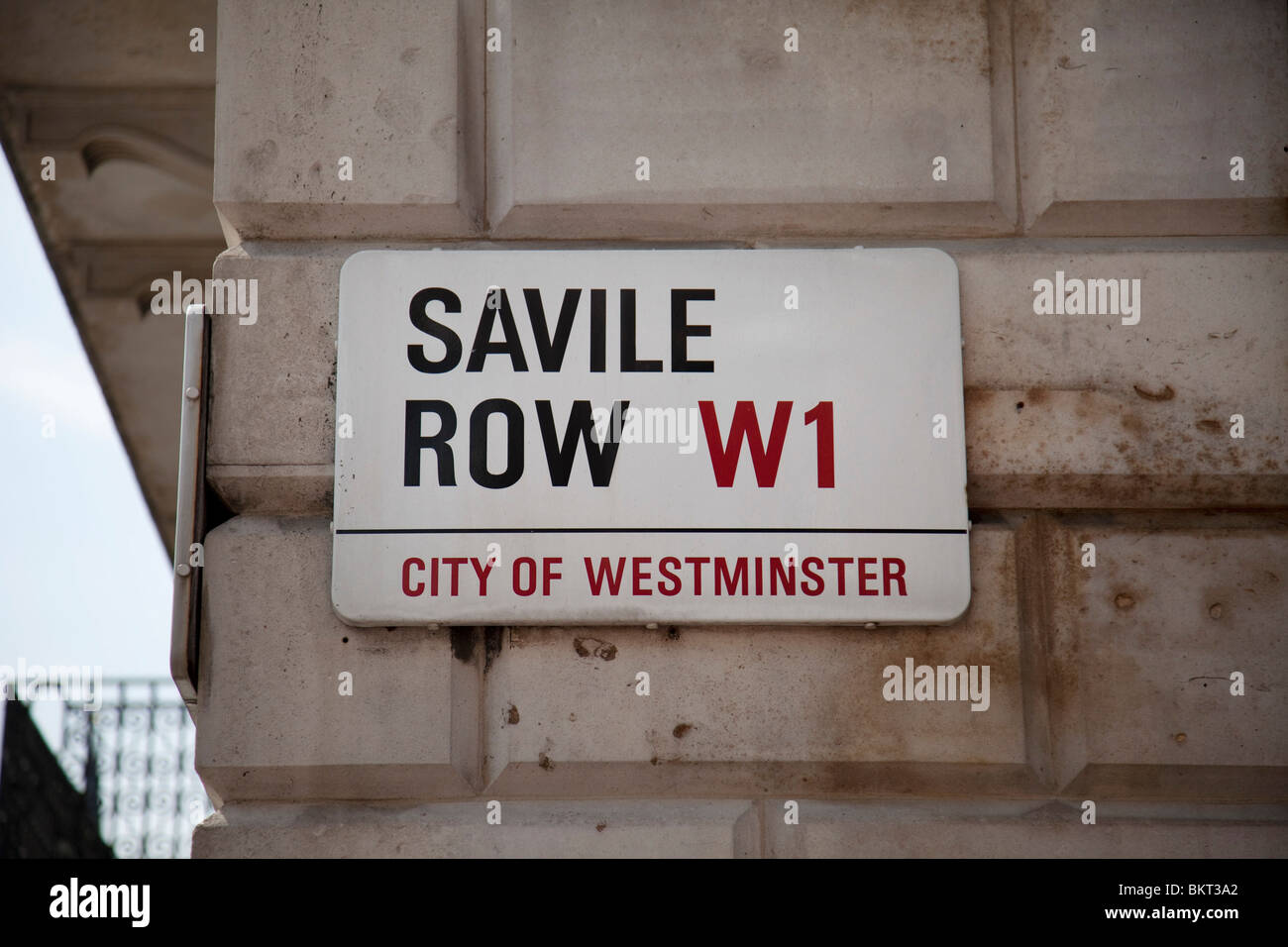 Street sign for the famous Saville Row. This street is best known for ...