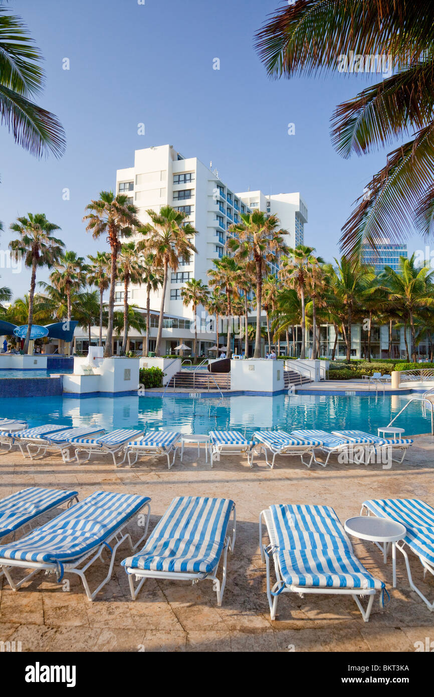 The pool area of the Caribe Hilton resort in San Juan, Puerto Rico ...