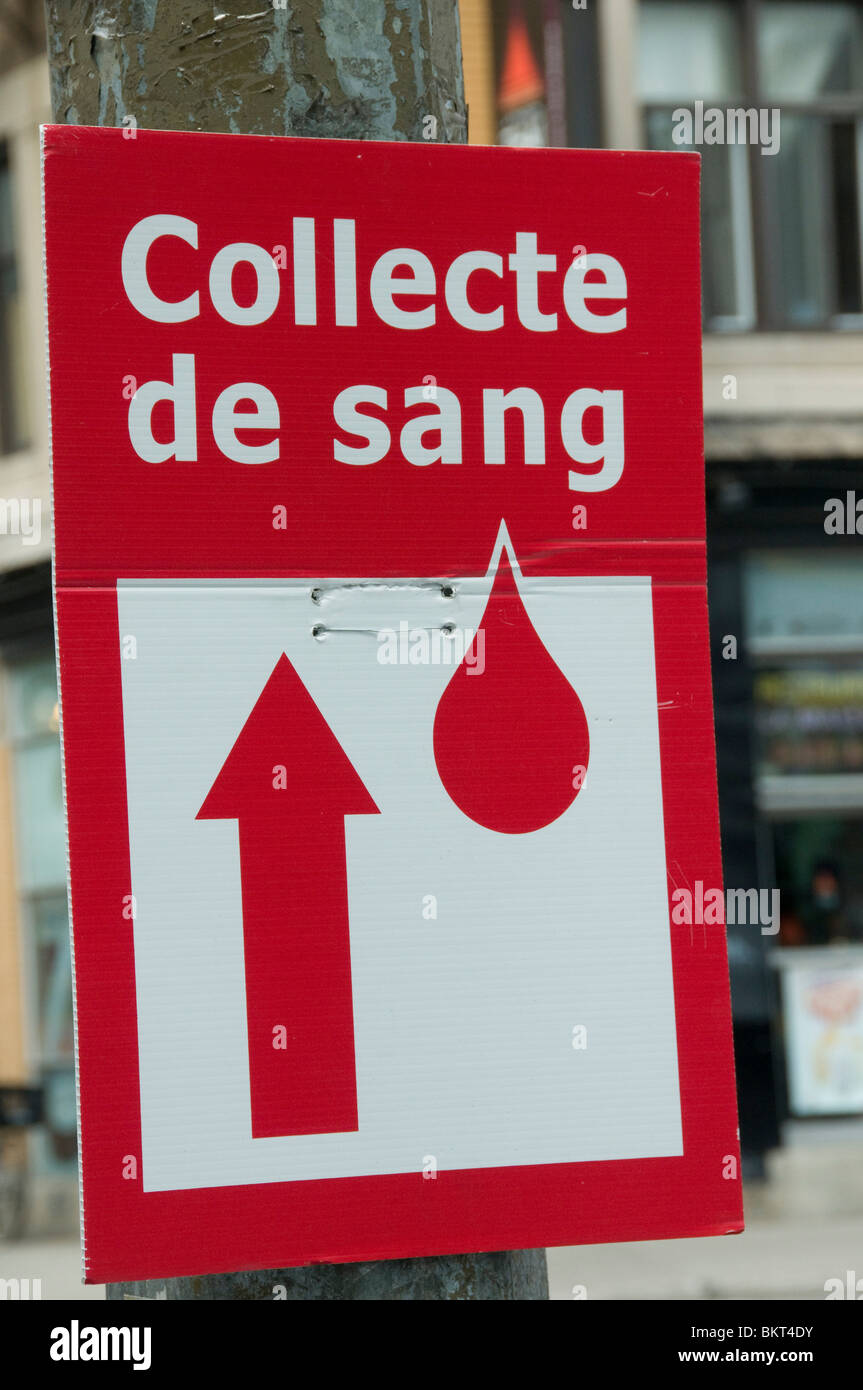 Blood donors sign Montreal Stock Photo - Alamy