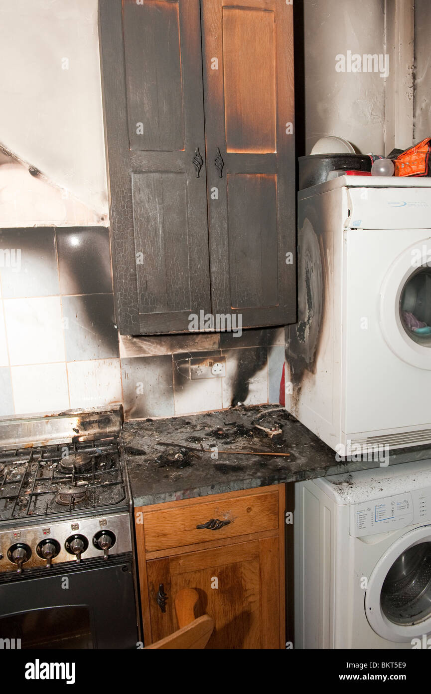 Kitchen fire Microwave burnt Stock Photo - Alamy