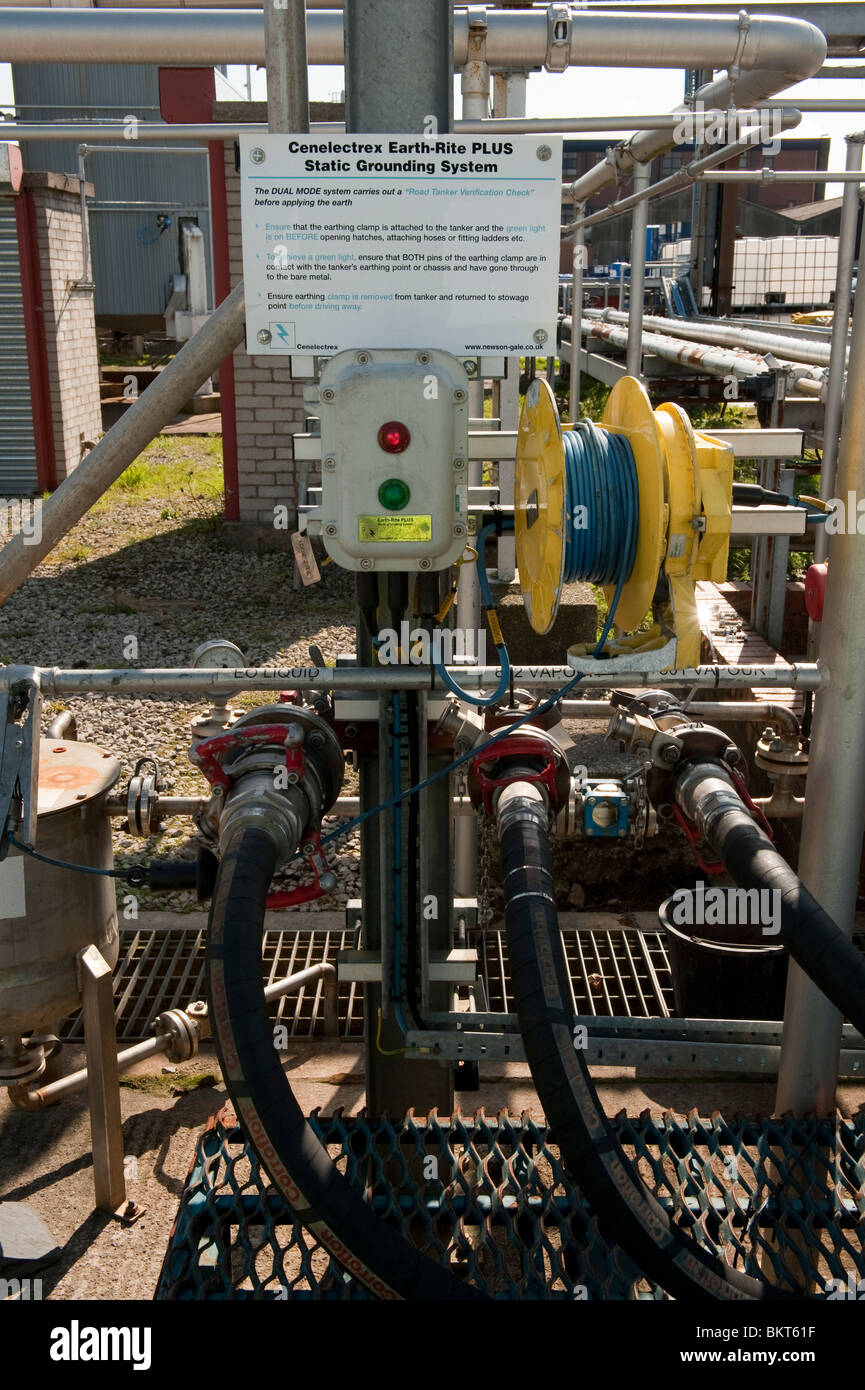 Chemical tanker unloading static grounding point Stock Photo - Alamy