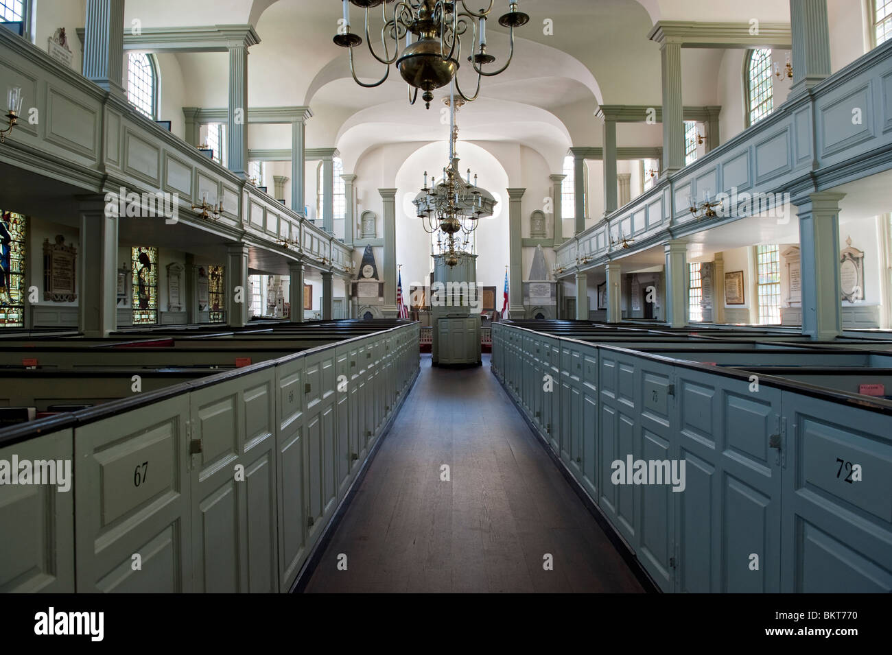 Interior of Trinity Church Showing The Original Box Pews and Three ...