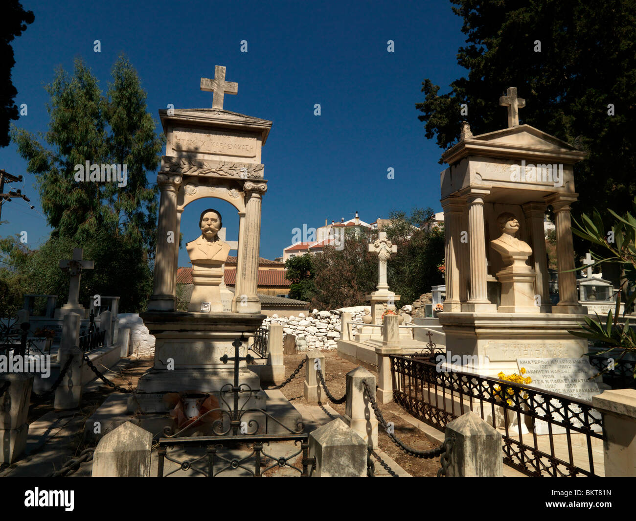Samos Greece Pythagorion Cemetery At Metamorphosis Church Stock Photo ...