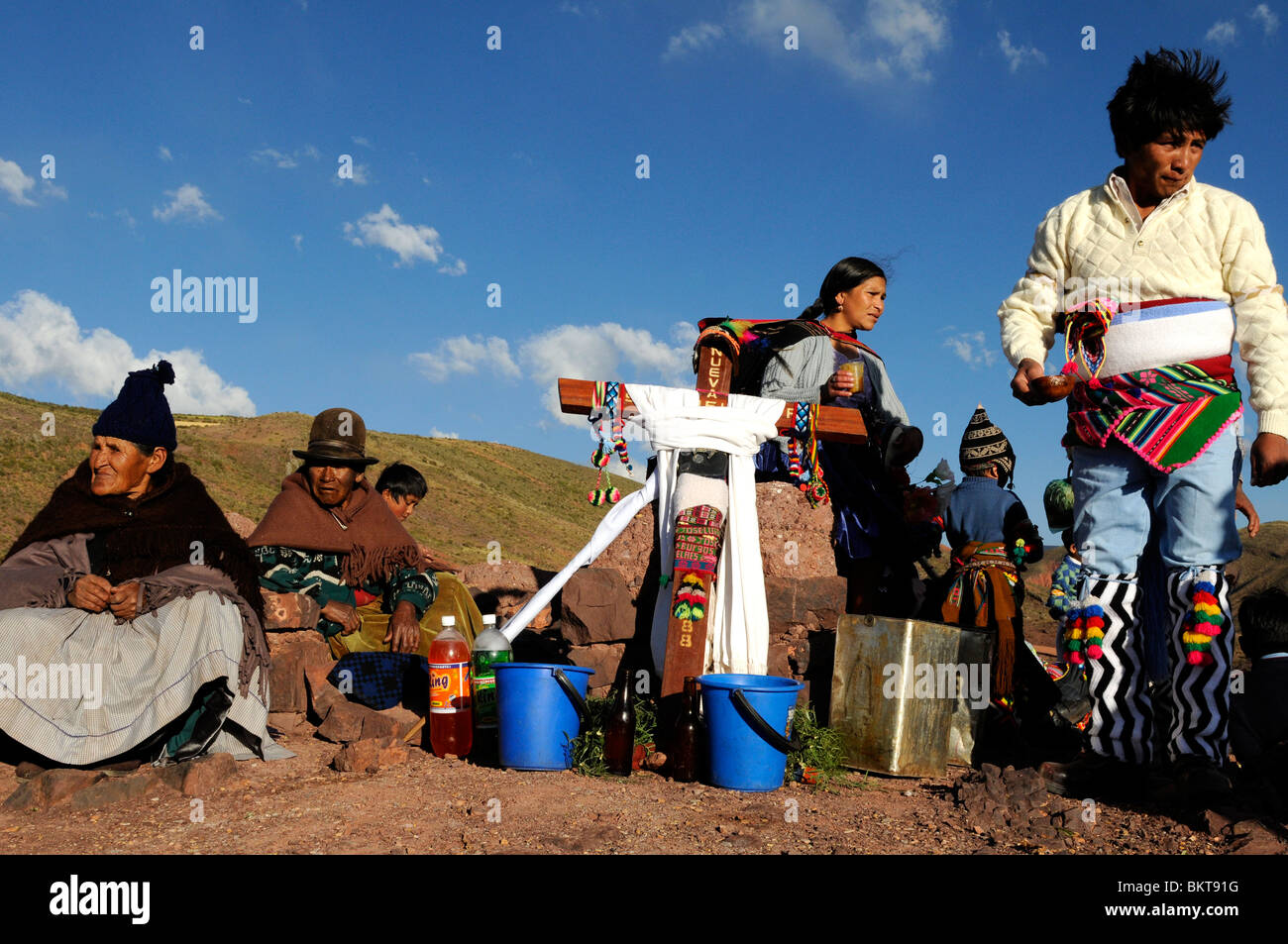 Tinku festival of the Quechua Indians in the town of Macha in the ...