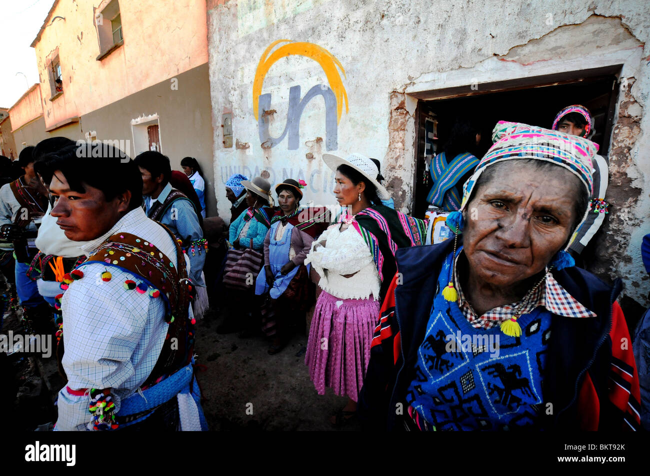 Tinku festival of the Quechua Indians in the town of Macha in the ...