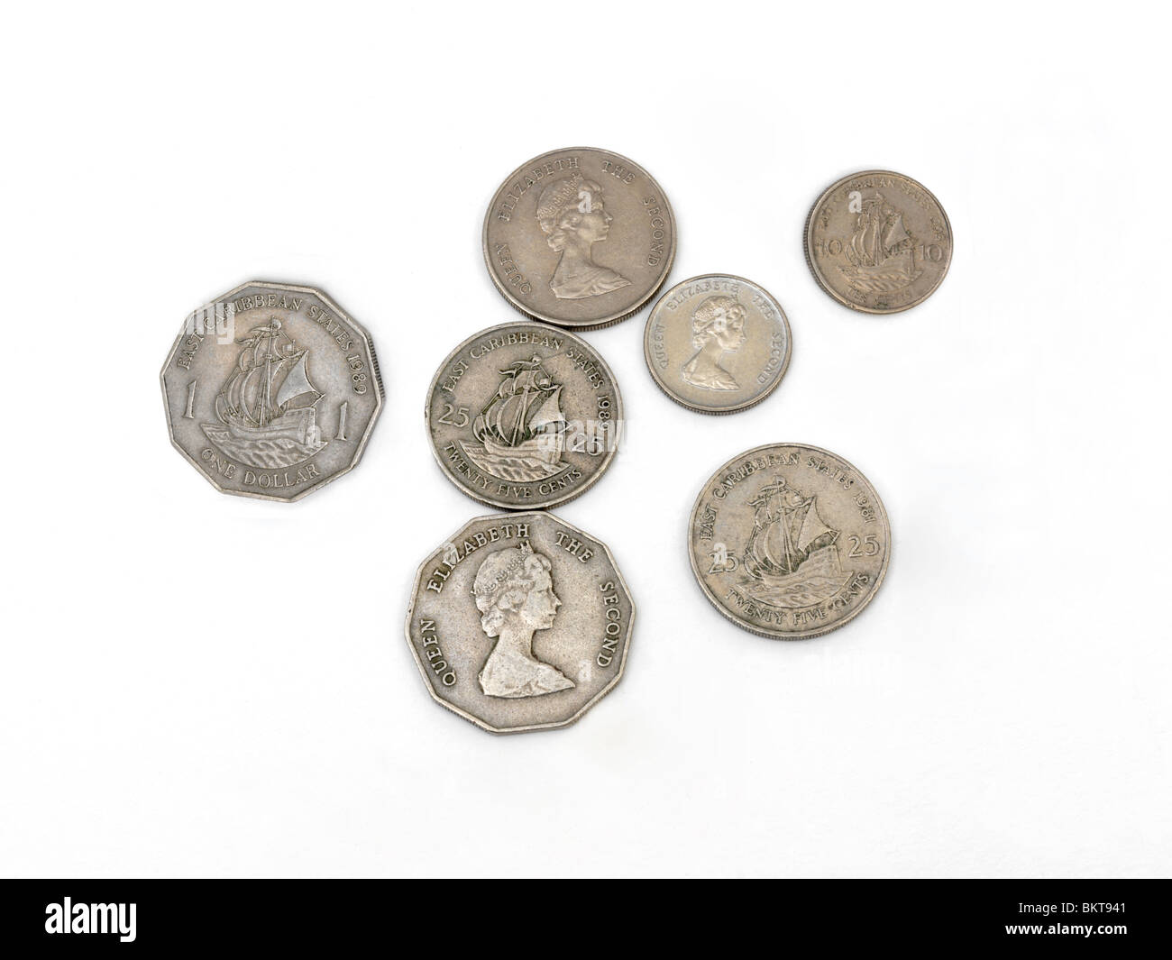 Selection of East Caribbean Coins Stock Photo - Alamy