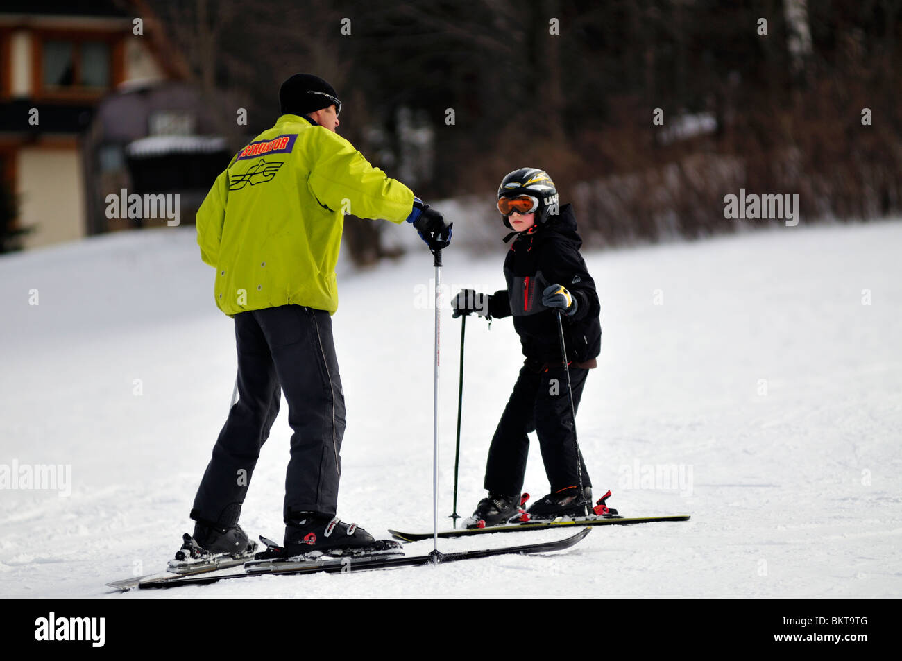Learning skiing Zakopane with individual ski instructor Stock Photo - Alamy