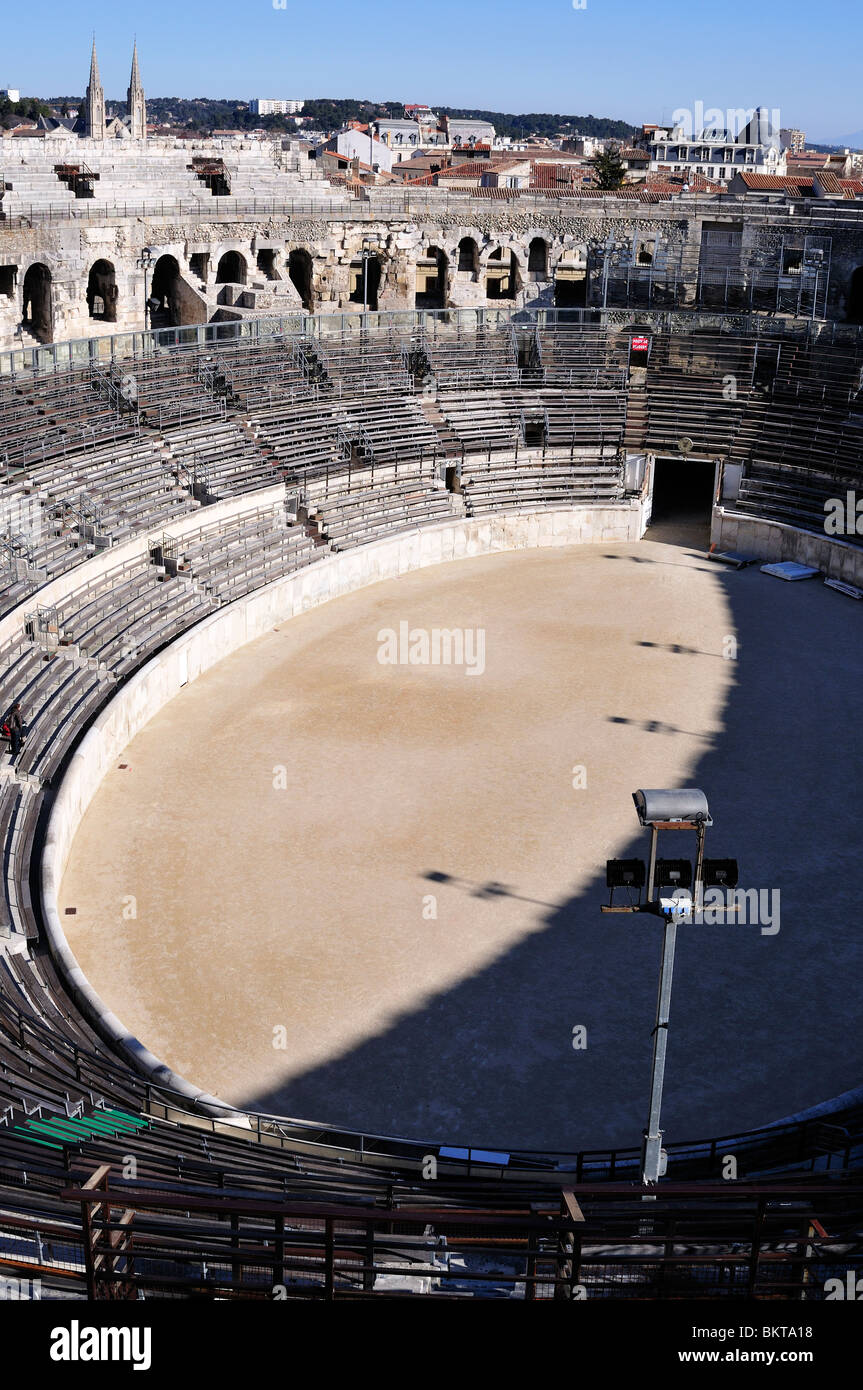 Nimes Roman arena in sunset Stock Photo - Alamy