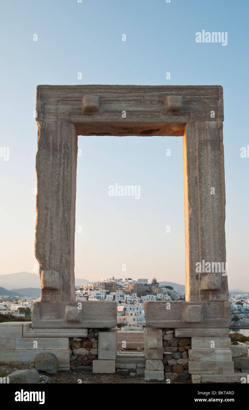 Dawn over the Temple of Apollo Arch, Naxos Island, Greece Stock Photo ...