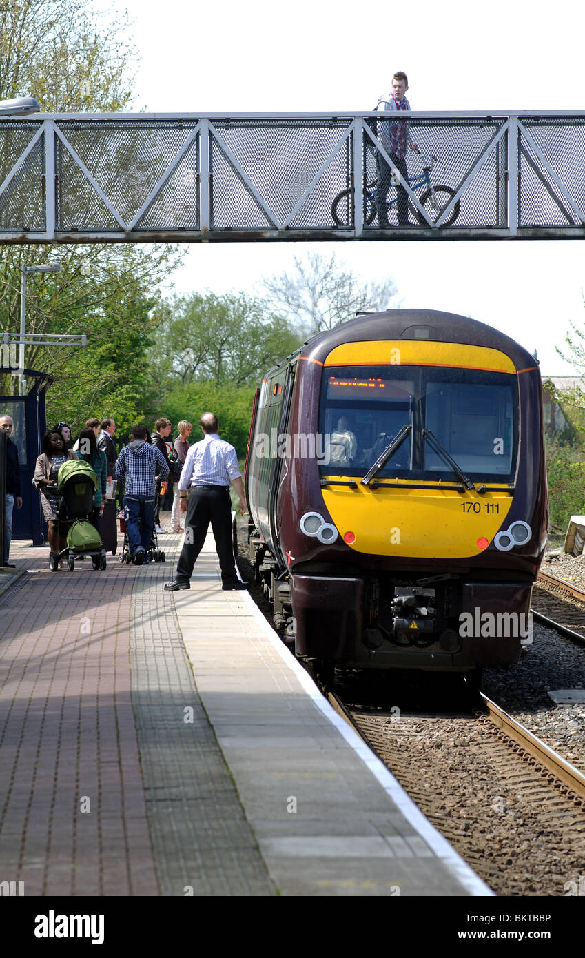 Arriva Cross Country train at Hinckley station, Leicestershire, England ...