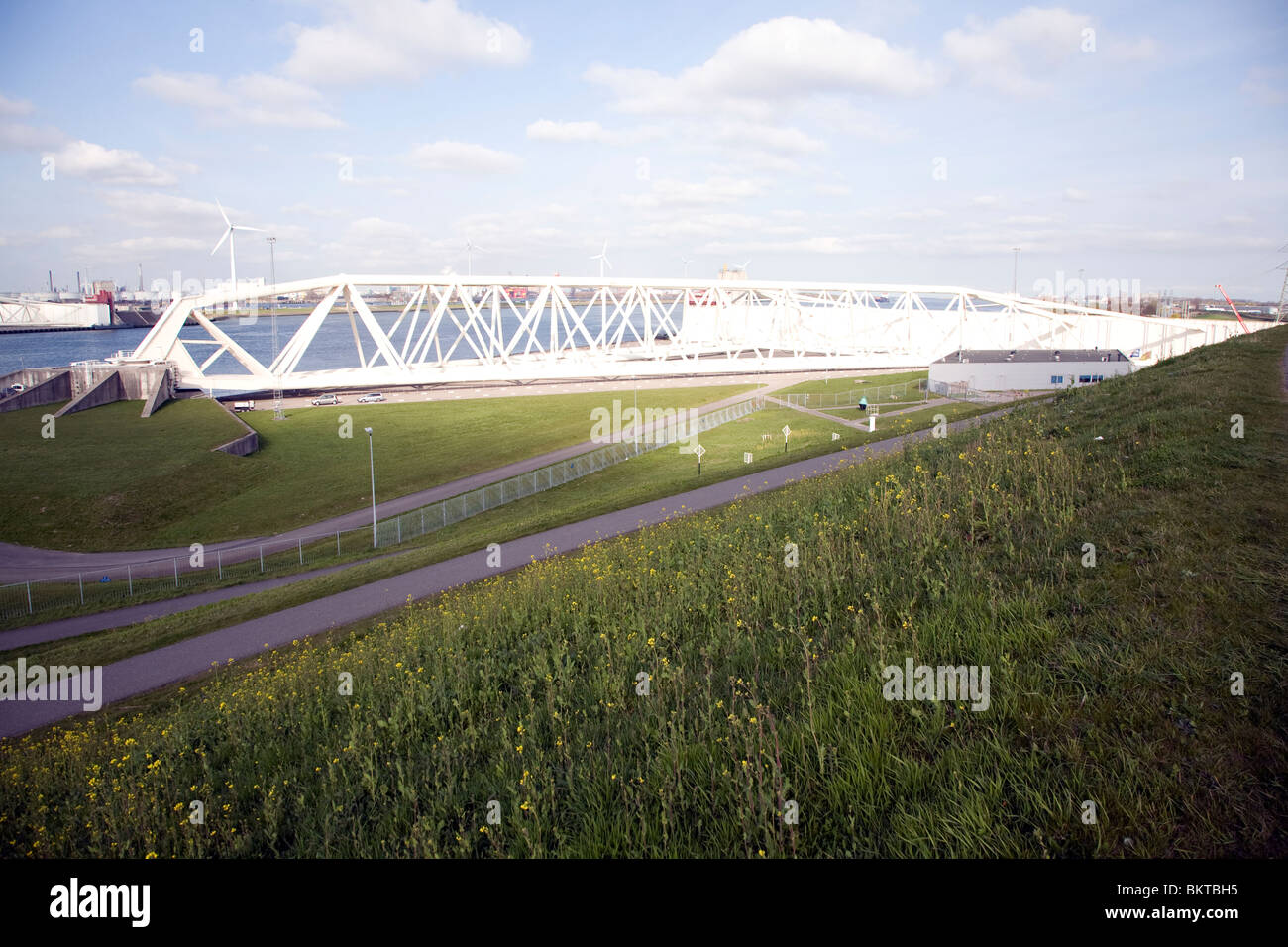 Maeslant Barrier storm surge flood defence, New Waterway, Hook of ...