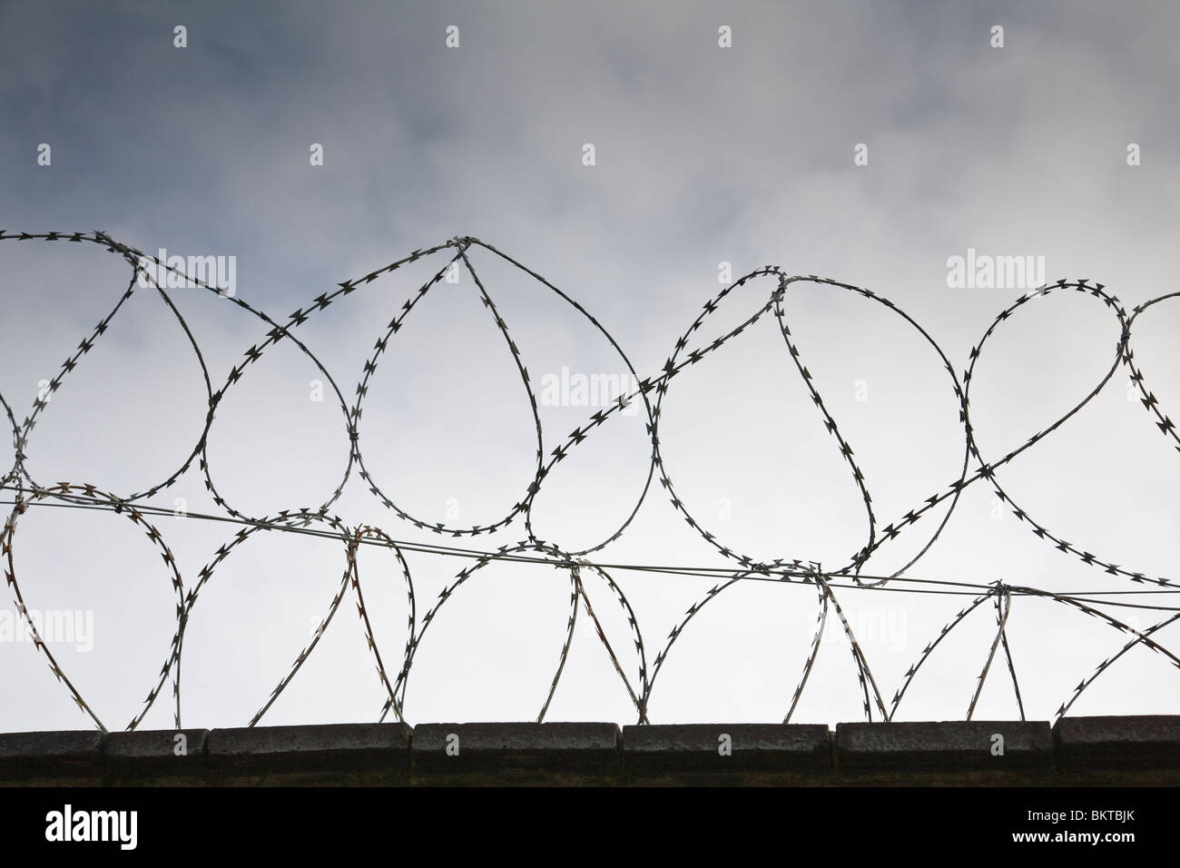 Razor wire on top wall hi-res stock photography and images - Alamy
