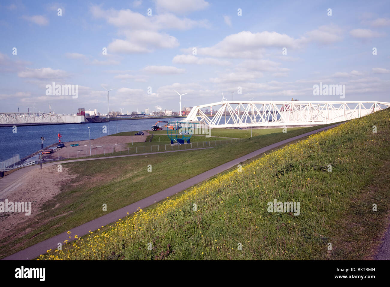 Maeslant Barrier storm surge flood defence, New Waterway, Hook of ...