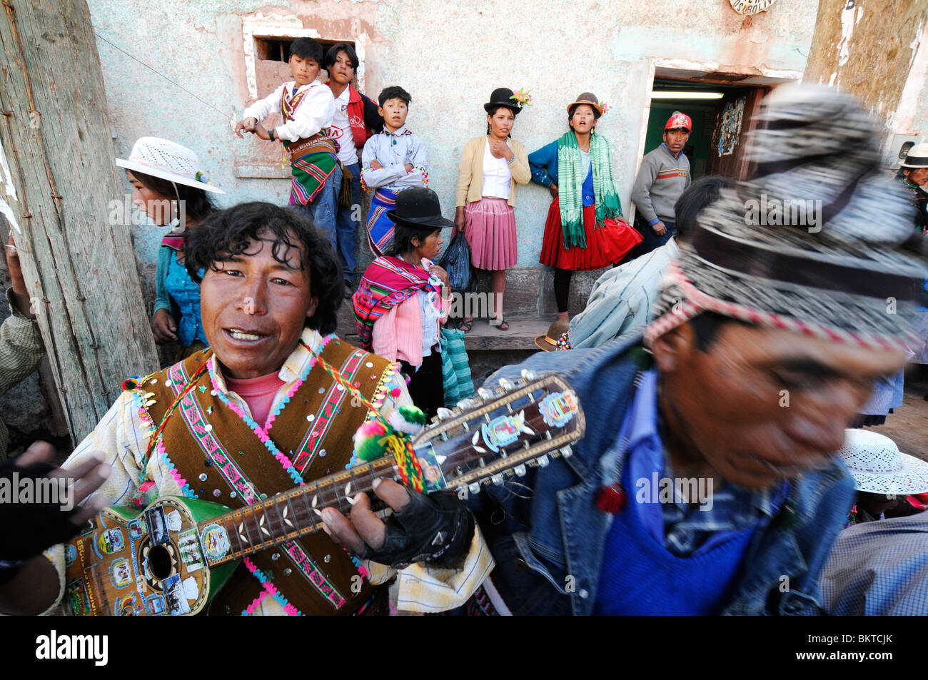 Tinku festival of the Quechua Indians in the town of Macha in the ...