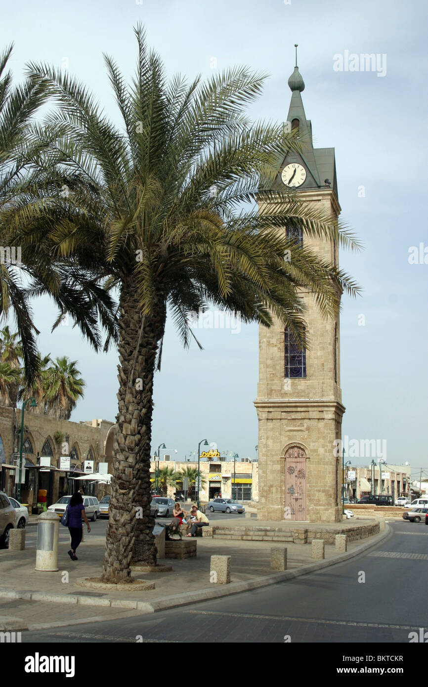The Old clock tower in Jaffa, Clock Square, built in 1906 Stock Photo ...